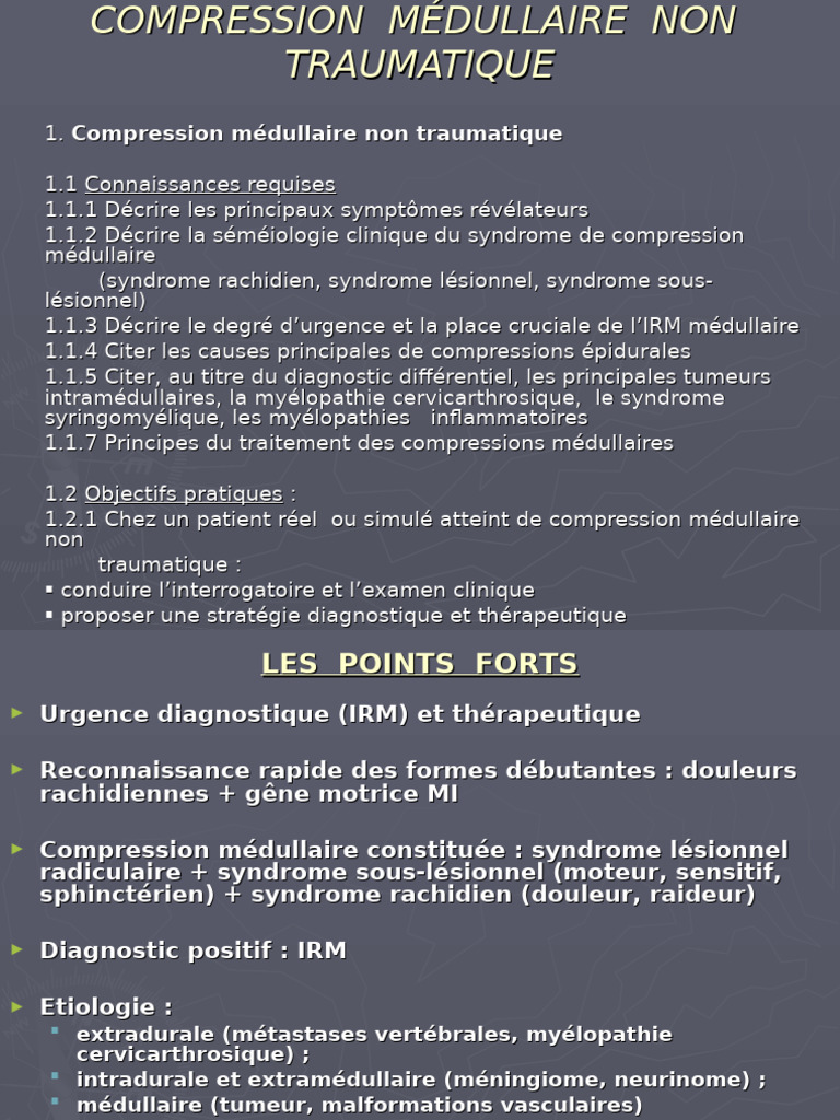 Compression Médullaire Non Traumatique | PDF | Moelle épinière ...