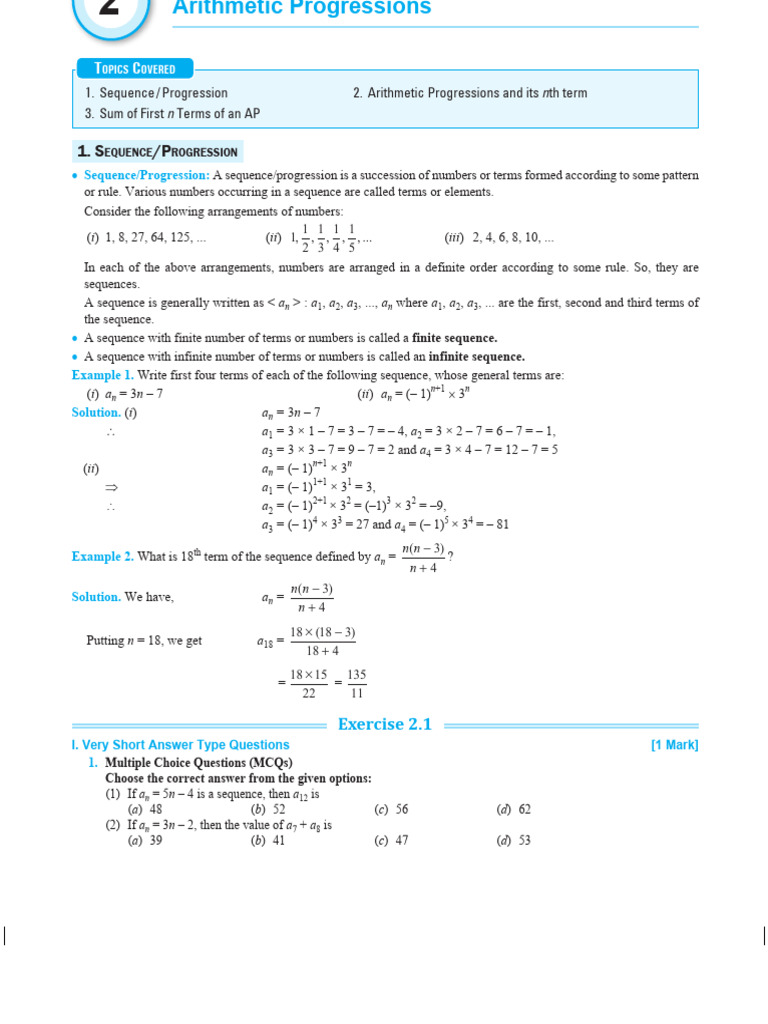 Arithmetic Progression PDF | PDF | Sequence | Numbers