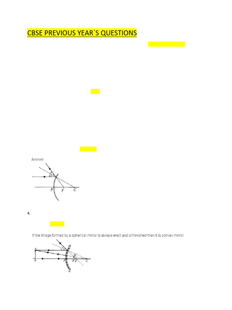 Final Revision Light Reflection and Refraction CBSE PREVIOUS YEAR ...