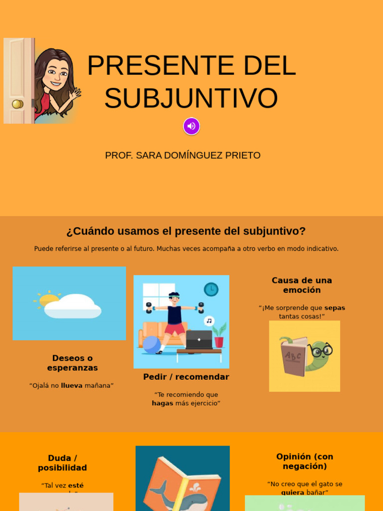 Subjuntivo Presente - Prof. Sara Dominguez Prieto | PDF