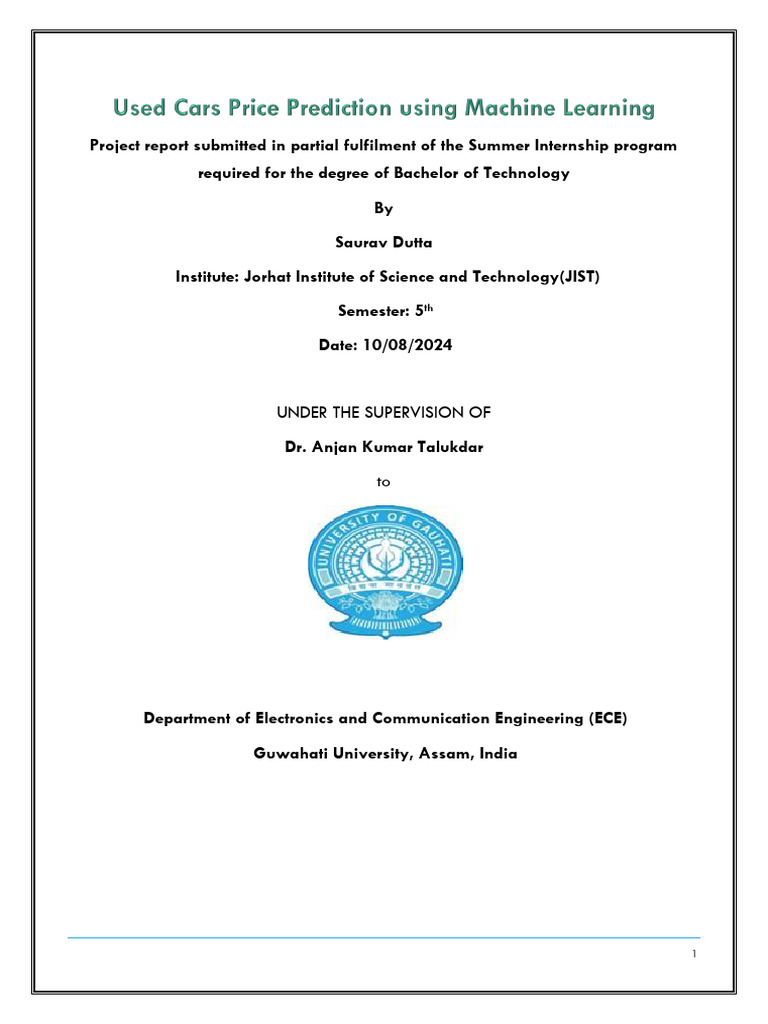 Updated Used Cars Price Prediction Using Machine Learning | PDF | Cross ...