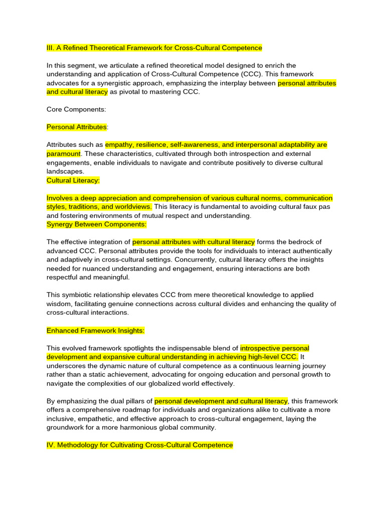 Cross-Cultural Competence Framework Guide | PDF | Methodology | Empathy
