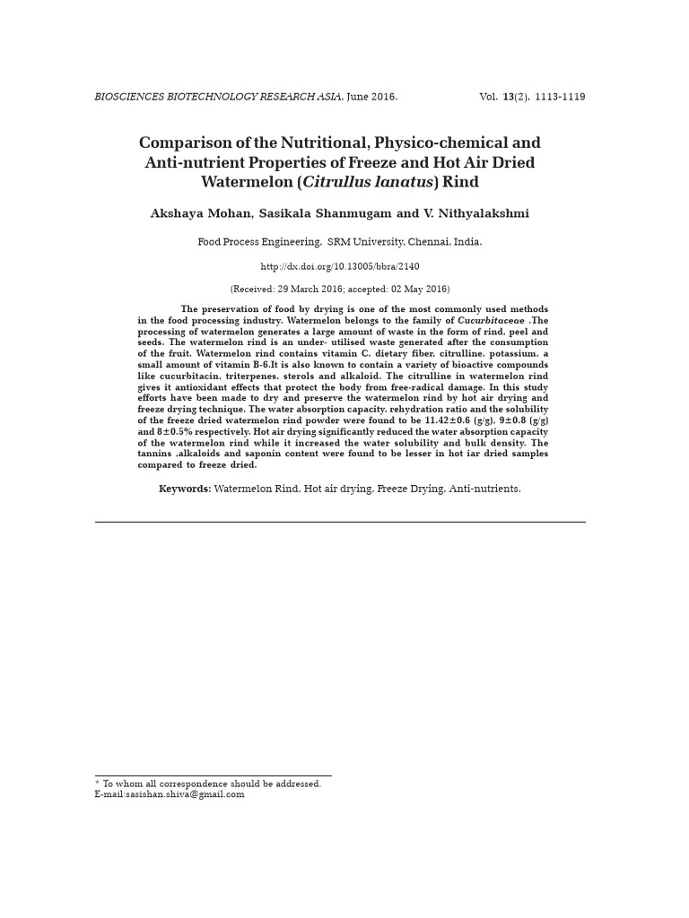 Bbra Volume13 Issu02 P 1113-1119 | PDF | Watermelon | Vegetables