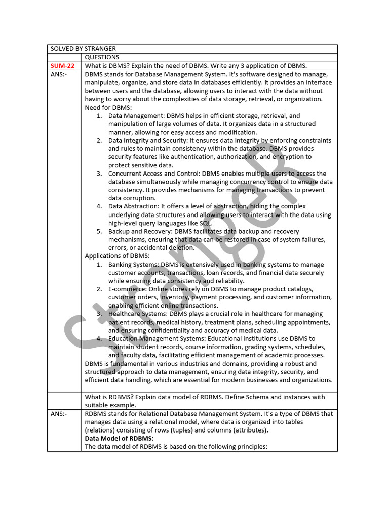 DBMS ALL - StrangeR | PDF | Databases | Relational Database