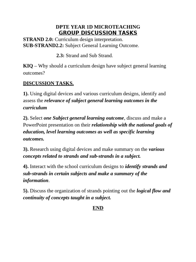 Dte Year 1d Microteaching Discussion Task 1 | PDF
