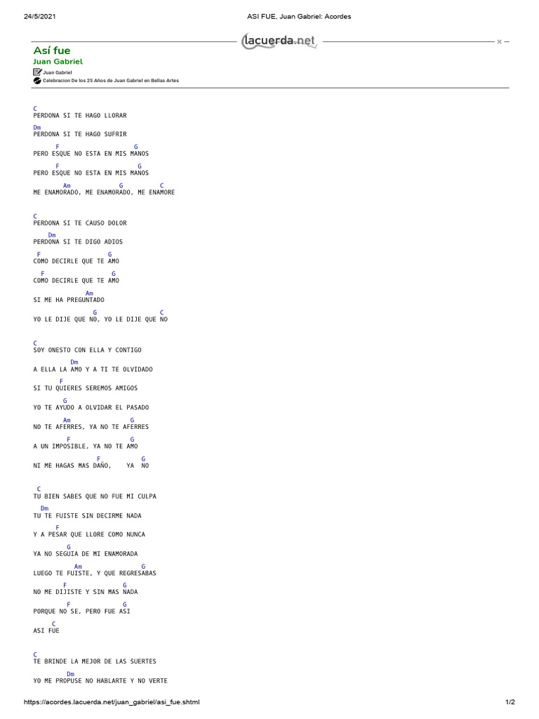 ASI FUE, Juan Gabriel - Acordes | PDF