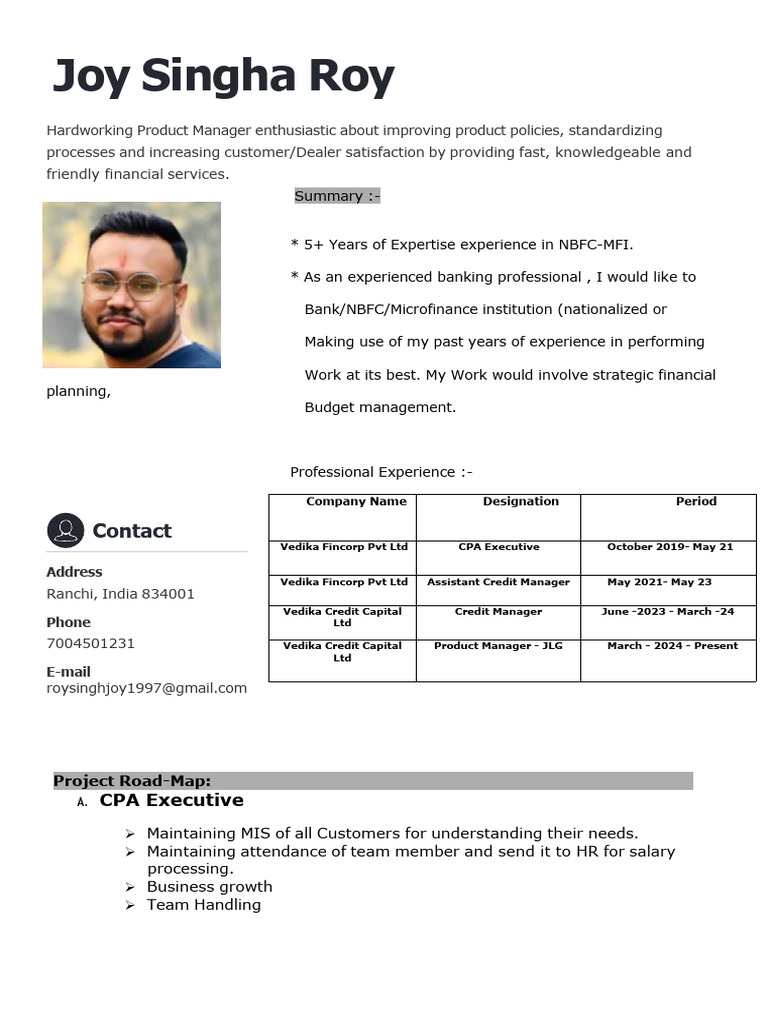 Joy Singha Roy CV | PDF | Business | Economies