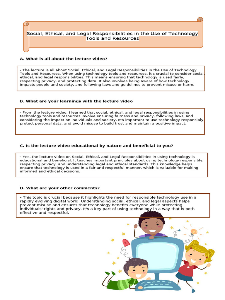 Social, Ethical, and Legal Responsibilities in The Use of Technology ...
