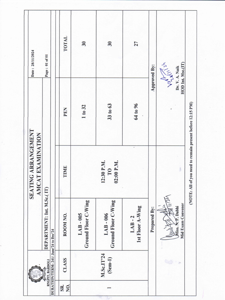 Amcat Exam Seating Arrangement | PDF