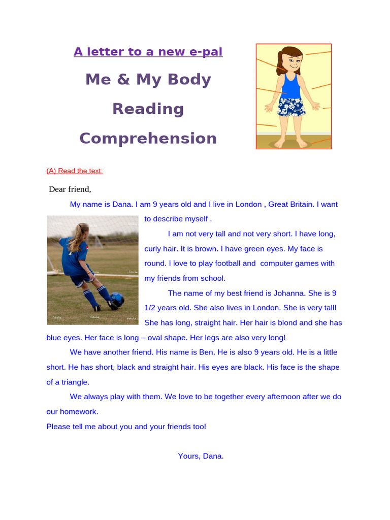 Parts of The Body in A Reading Test Tests - 7820 | PDF | Human Body ...
