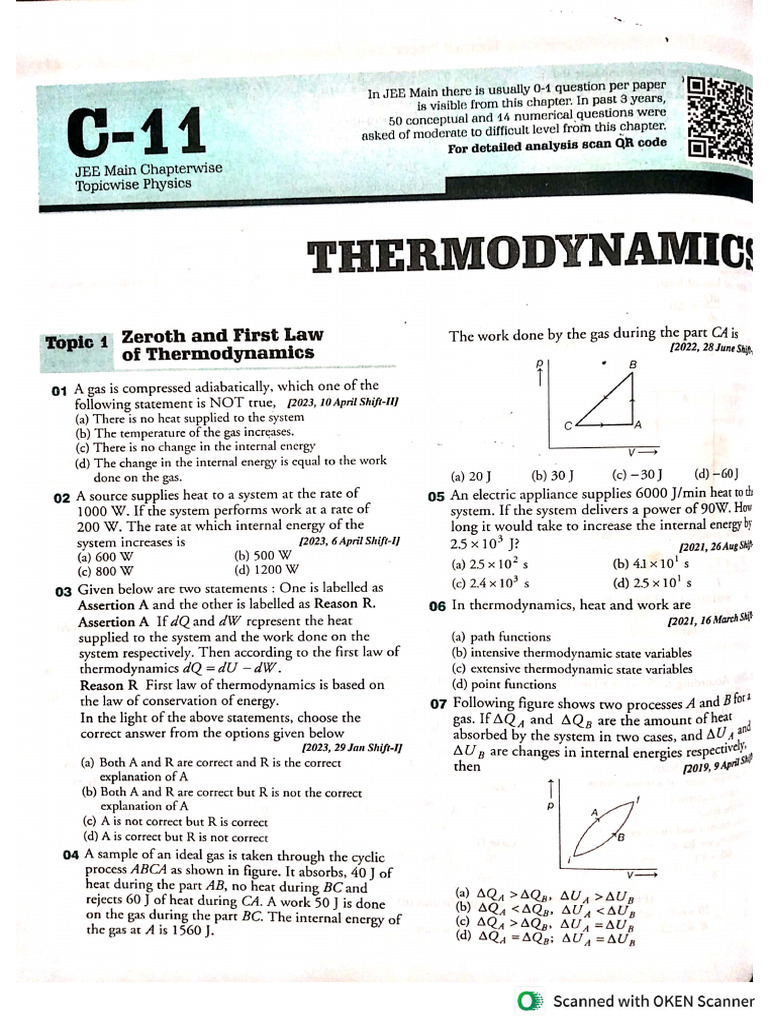 Thermodynamics Jee Main | PDF