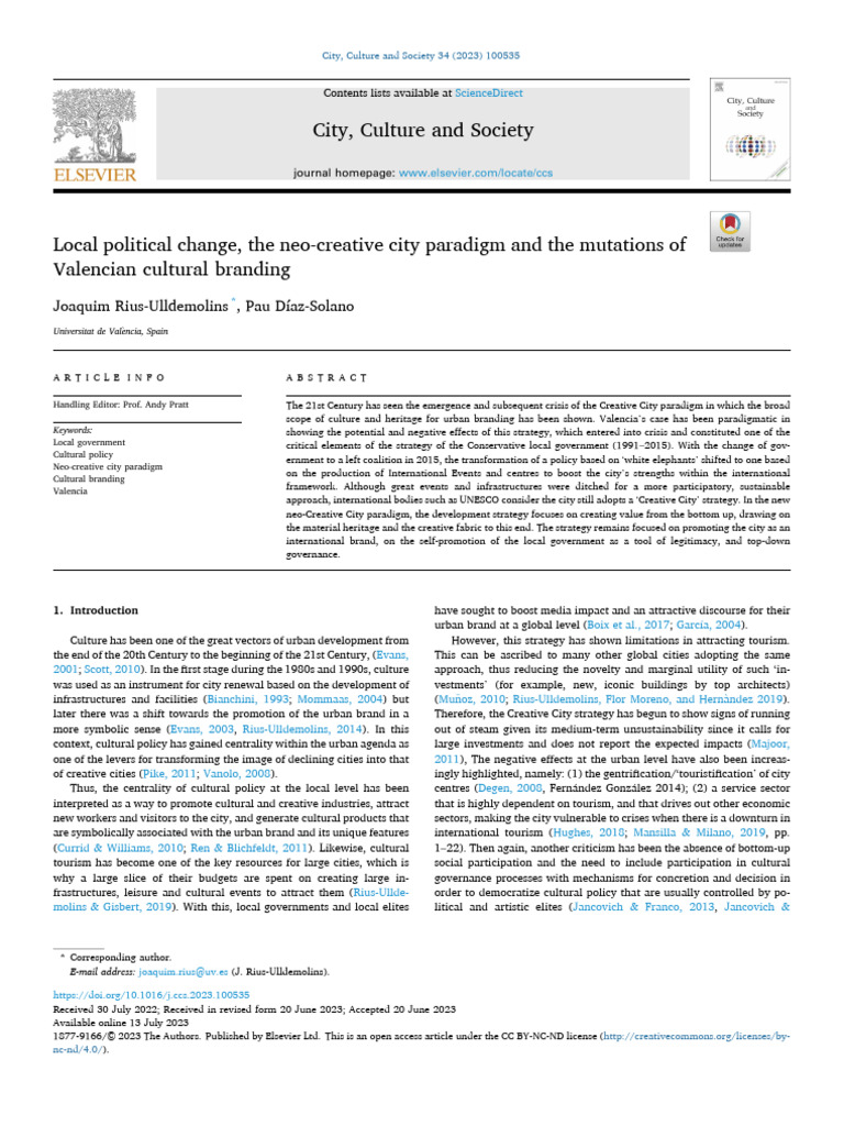 Valencia's Neo-Creative City Shift | PDF | Governance