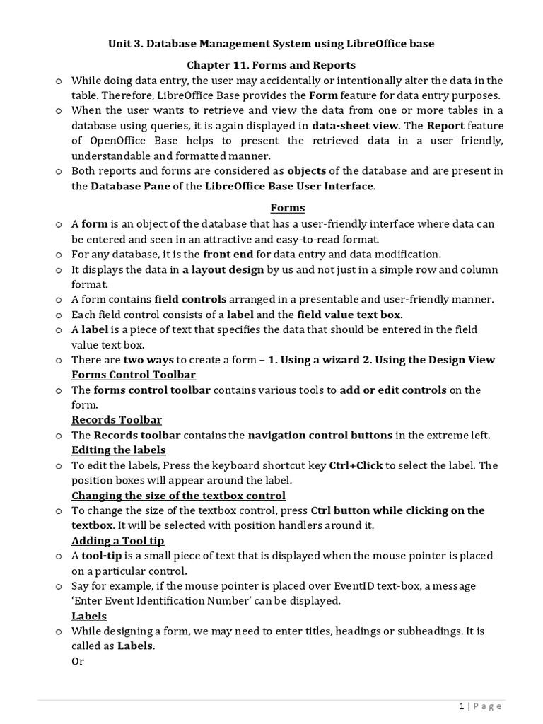 Chapter 12. Forms and Reports | PDF | Databases | Table (Database)