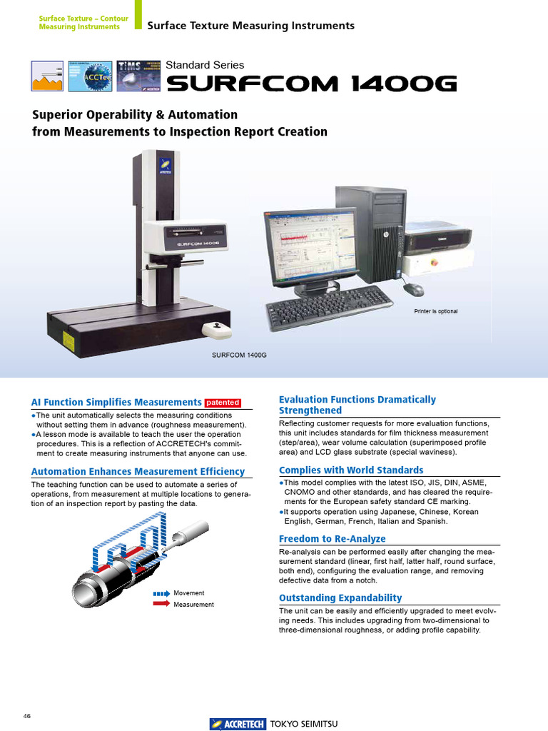 Surfcom1400g e | PDF | Surface Roughness | Cartesian Coordinate System