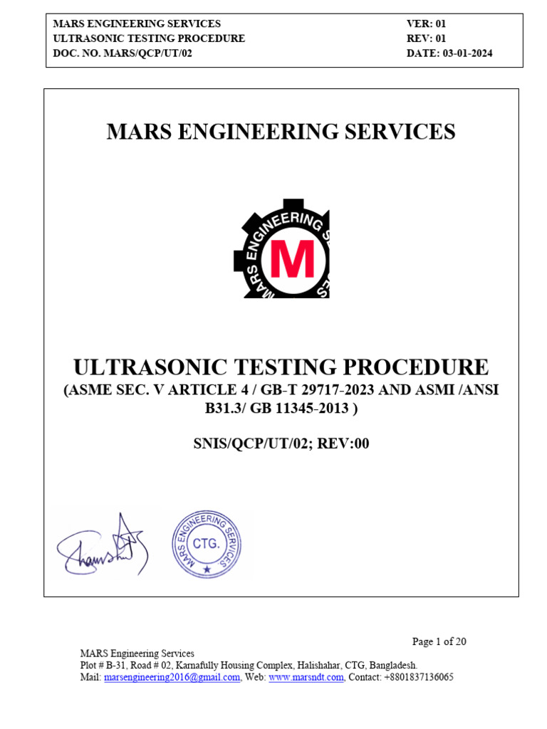Ut Procedure | PDF | Calibration | Nondestructive Testing