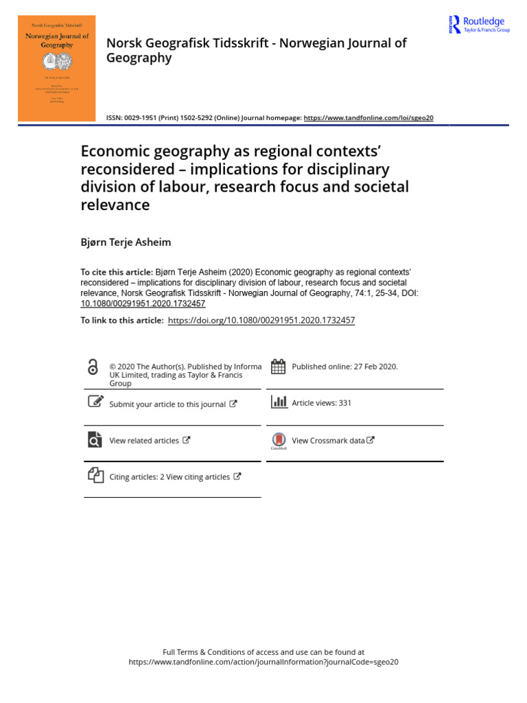 Economic Geography As Regional Contexts Reconsidered Implications For ...