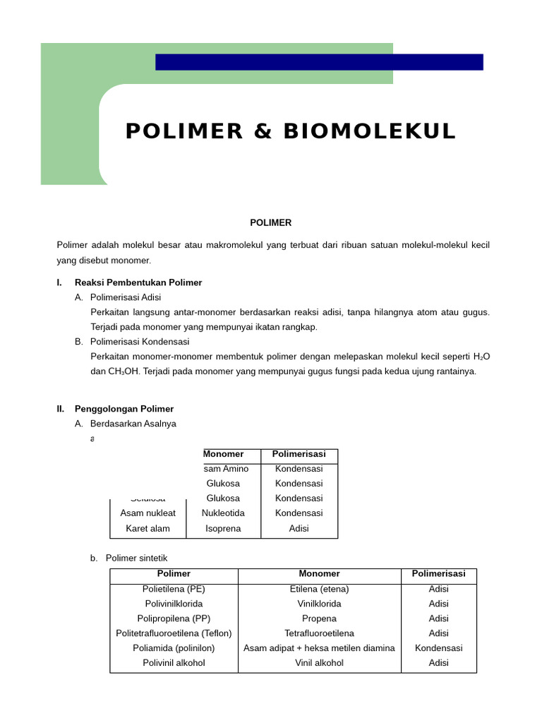 Bab Vi. Biomolekul Dan Polimer | PDF
