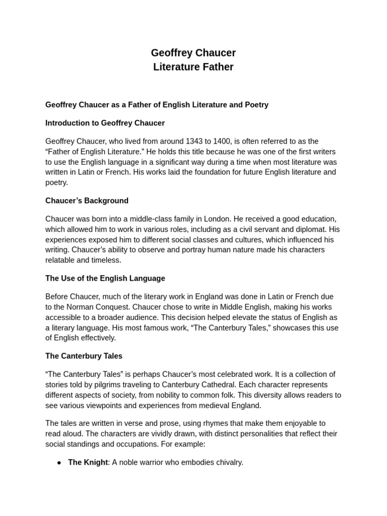 Geoffrey Chaucer | PDF | The Canterbury Tales | Poetry