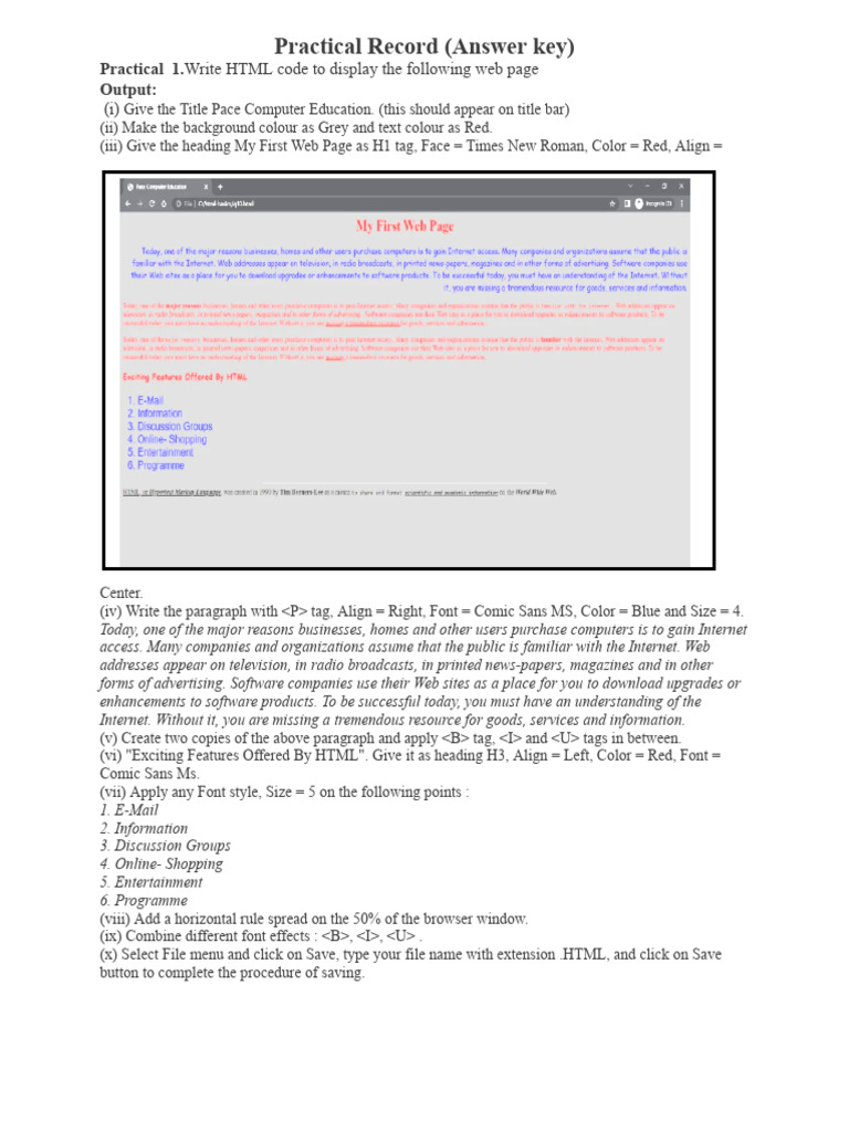 Record Book Practicals(Answer Key) (2) | PDF | Html | World Wide Web