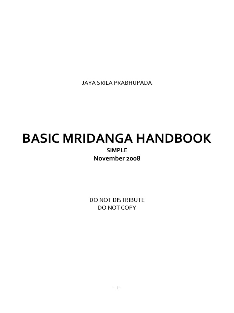 Basic Mridanga Mrdanga Handbook Simple 1 by Bablu Das | PDF ...