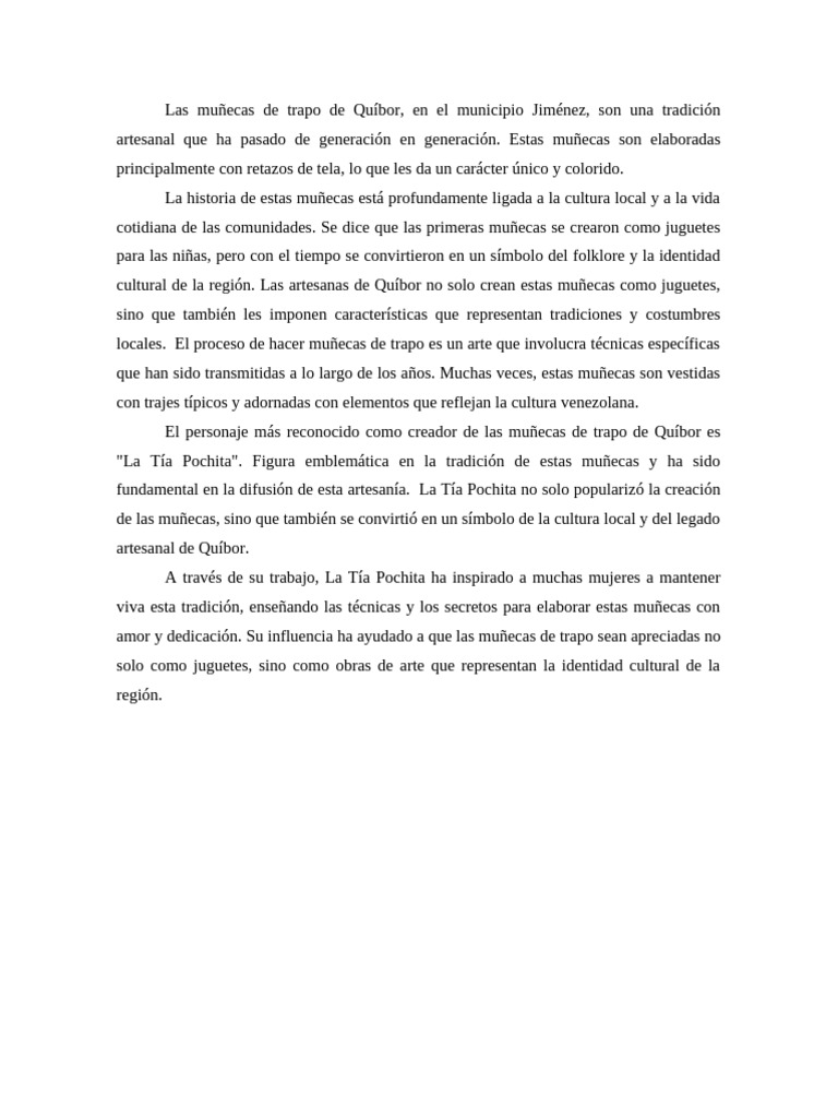 Las Muñecas de Trapo de Quíbor | PDF