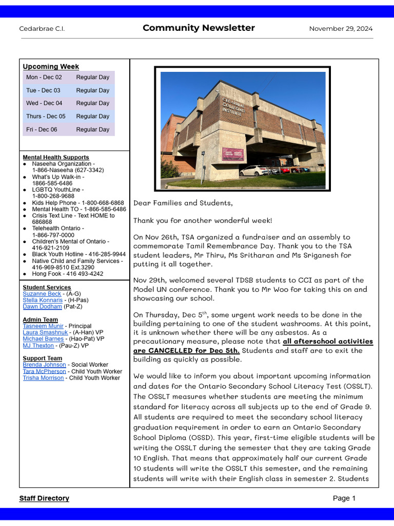 Nov 29 Community Newsletter | PDF