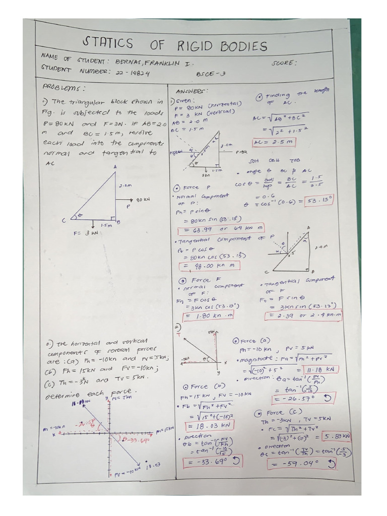 Plate 1 Statics of Rigid Bodies | PDF