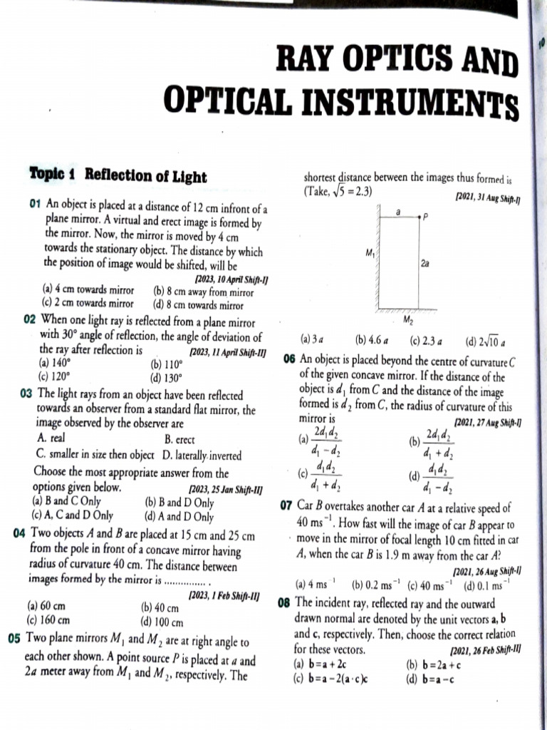 RAY OPTICS JEE | PDF | Refraction | Refractive Index