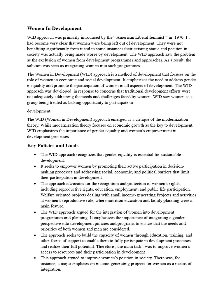 Women in Development | PDF | Egalitarianism | Gender Studies