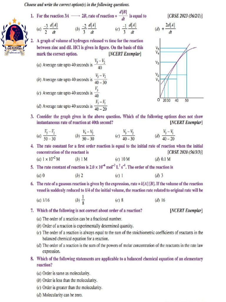 Chemical Kinetics Mcq Extract[1-3] Copy | PDF