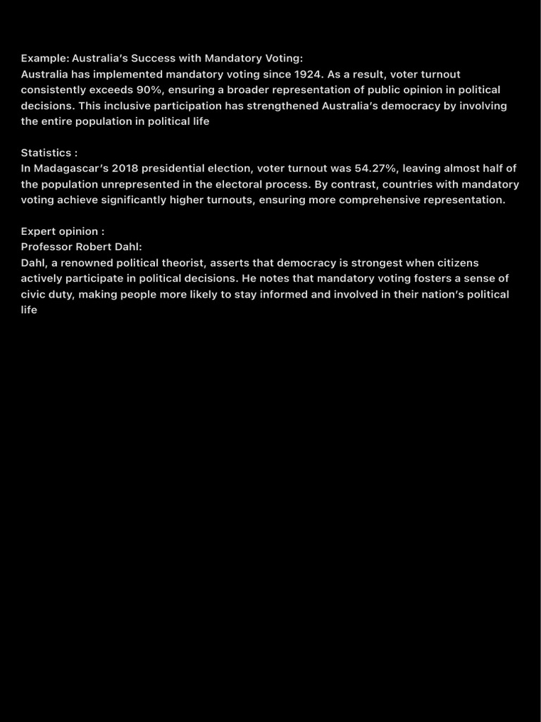 Example Australia's Success With Mandatory Voting | PDF