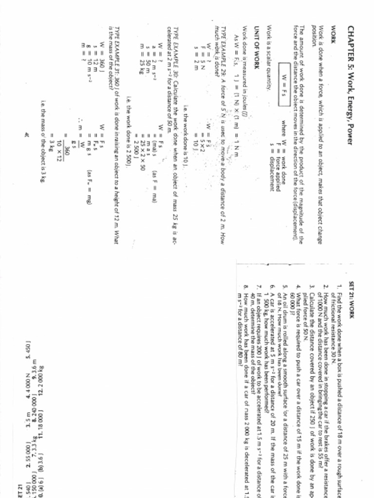 Y10 Physics M&W Scan CH 5 '#1 Work & Energy' Only | PDF