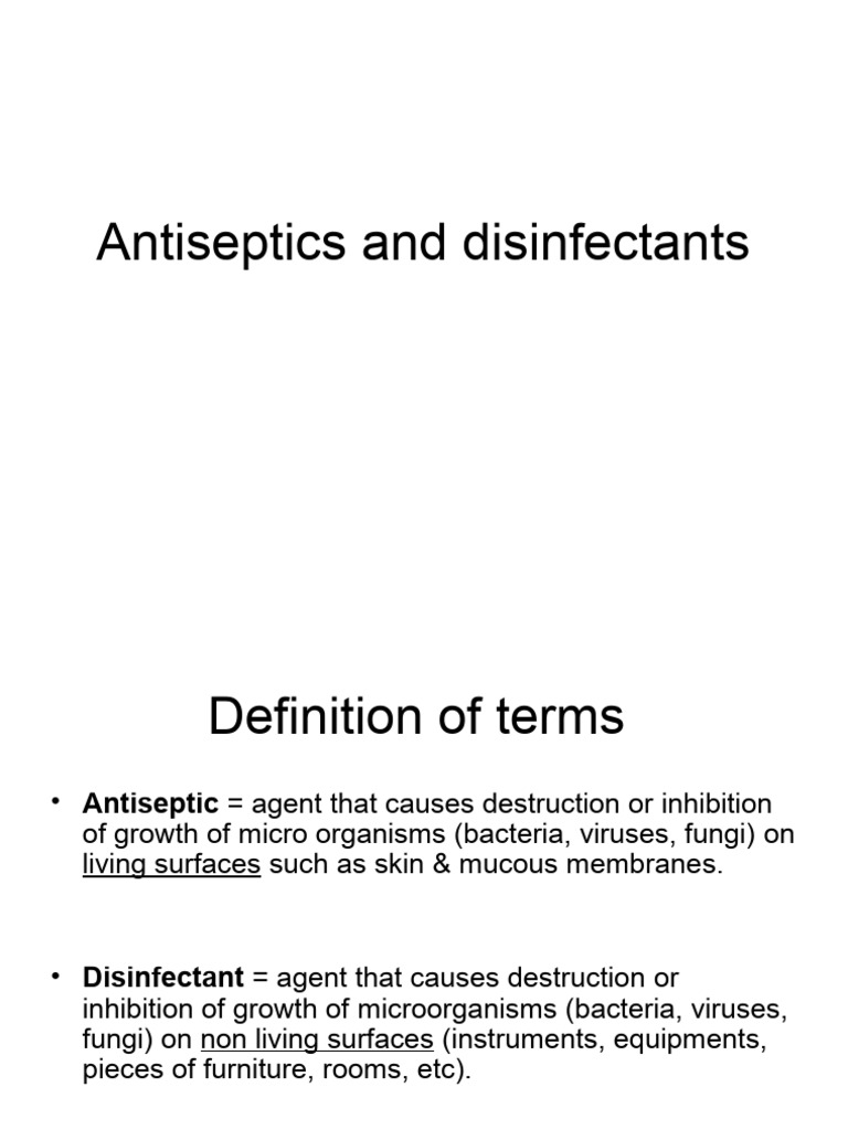 Antiseptics and Disinfectants Overview | PDF | Disinfectant | Iodine
