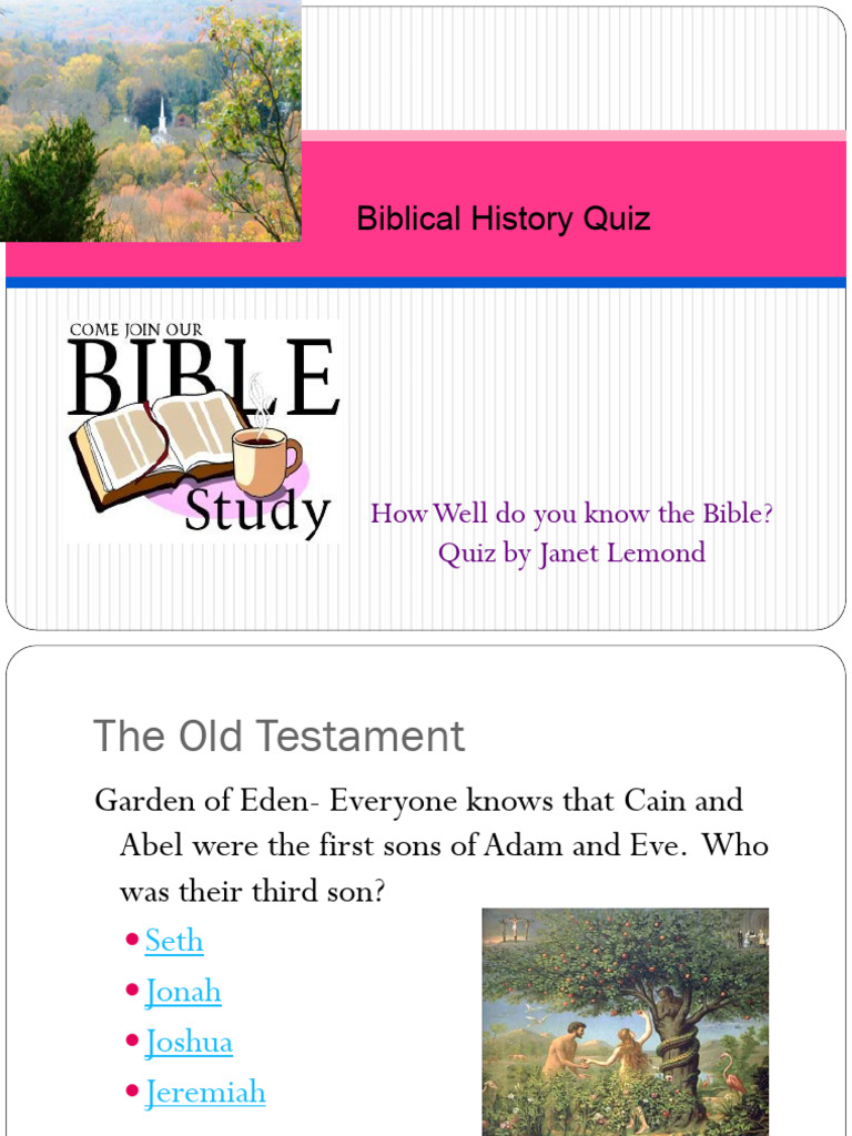 The Final Old and New Testament Quiz for Adults and Children 2 | PDF ...