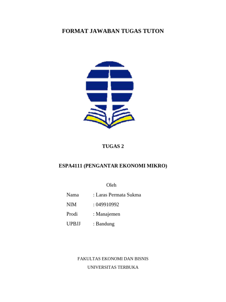 Format Jawaban Tugas Tuton | PDF