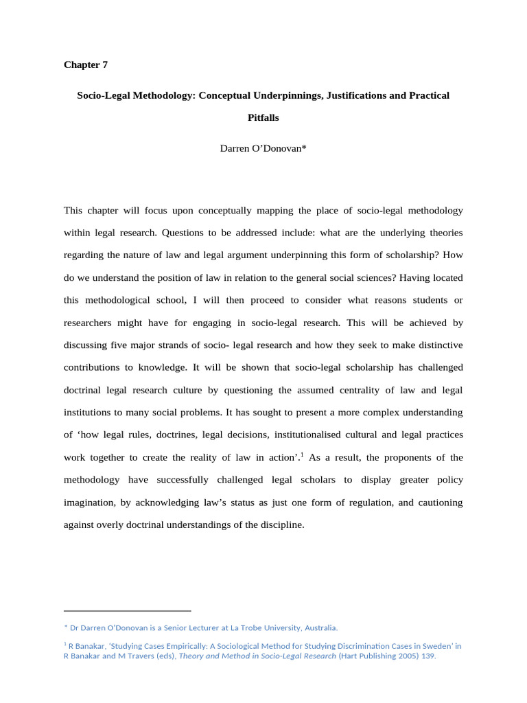 Socio Legal Methodology Conceptual Under | PDF | Methodology | Sociology