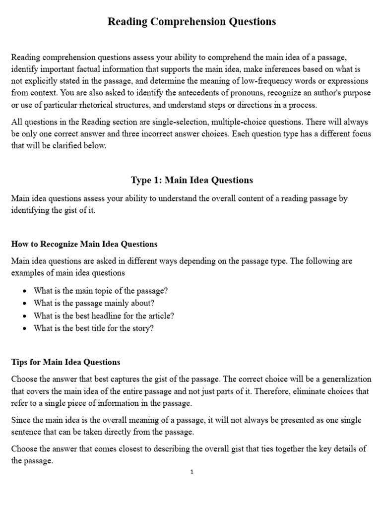 Official TOEFL Junior Reading Question Type | PDF | Idiom | Reading ...