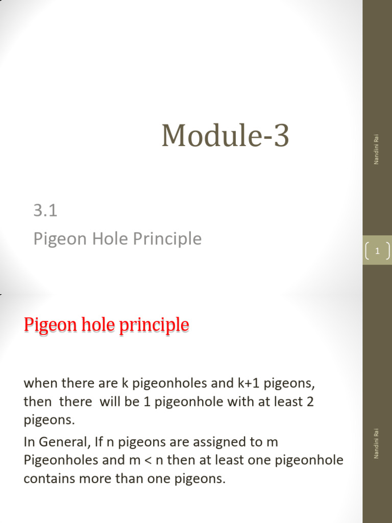 1.Pigeon hole principle | PDF | Elementary Mathematics | Mathematics