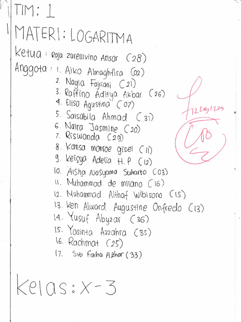 Tim 1 Materi Logaritma Pdf