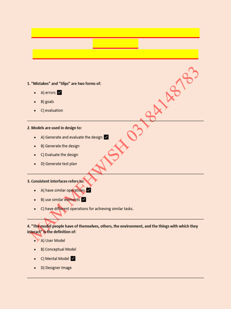 CS408 MCQs Mids 2024 Mam Mehwish | PDF | Graphical User Interfaces | Menu (Computing)