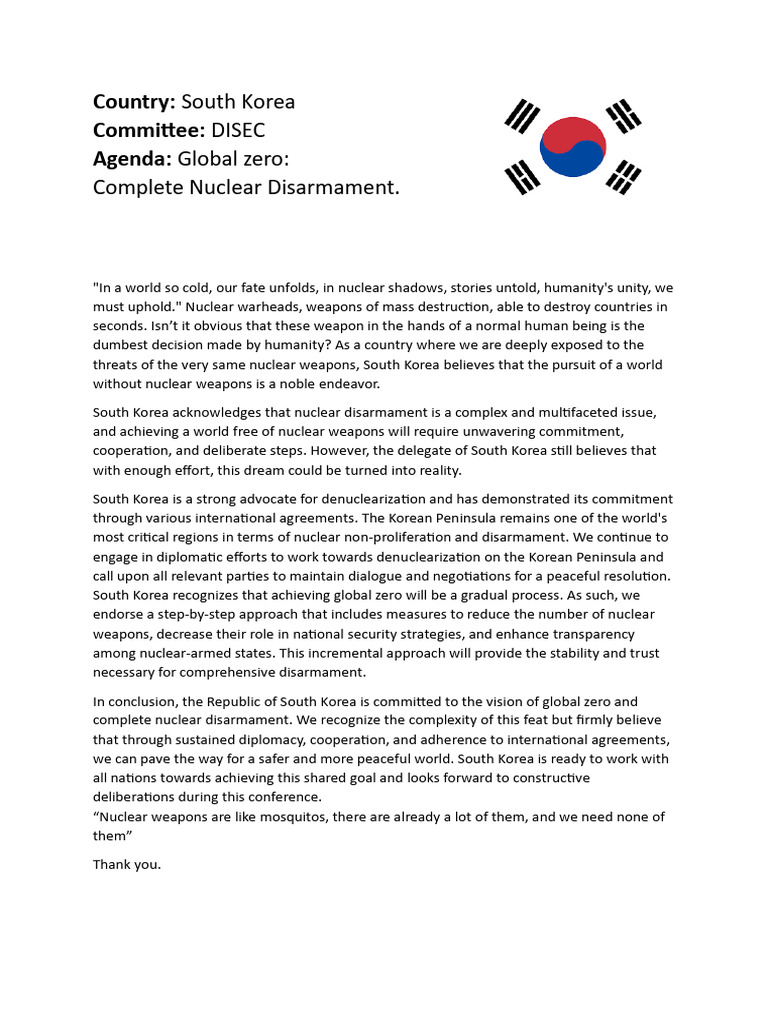 South Korea's Commitment to Nuclear Disarmament | PDF