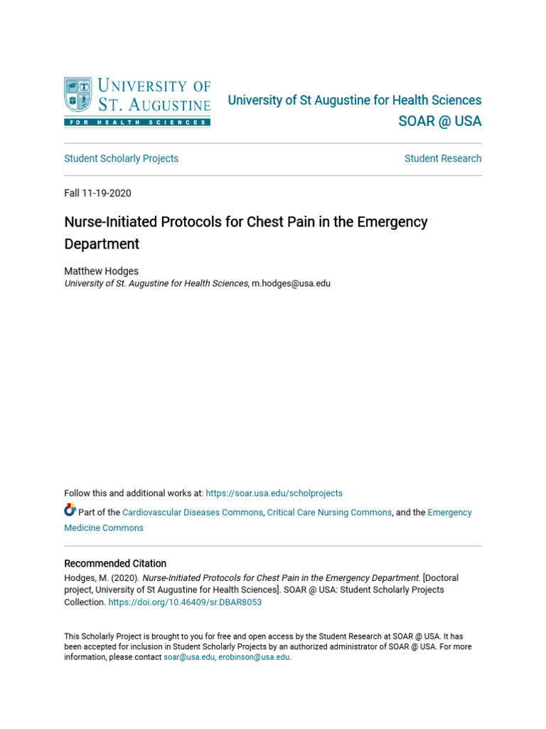 Nurse Protocols for Chest Pain Management | PDF | Emergency Department ...