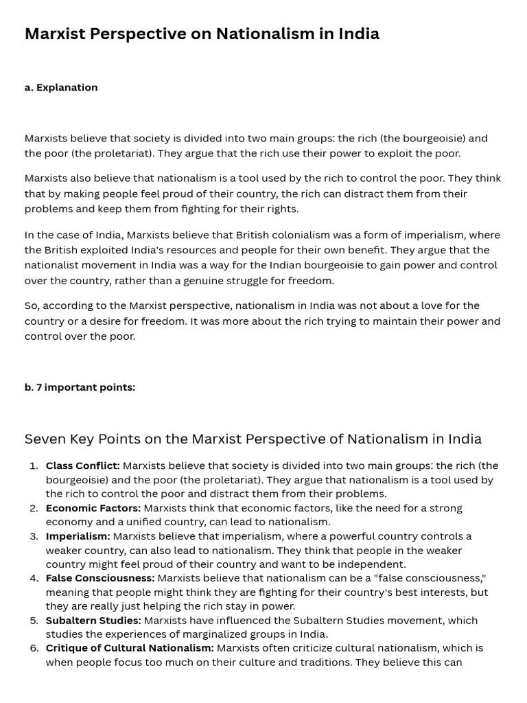 Marxist Views on Indian Nationalism | PDF | Nationalism | Marxism