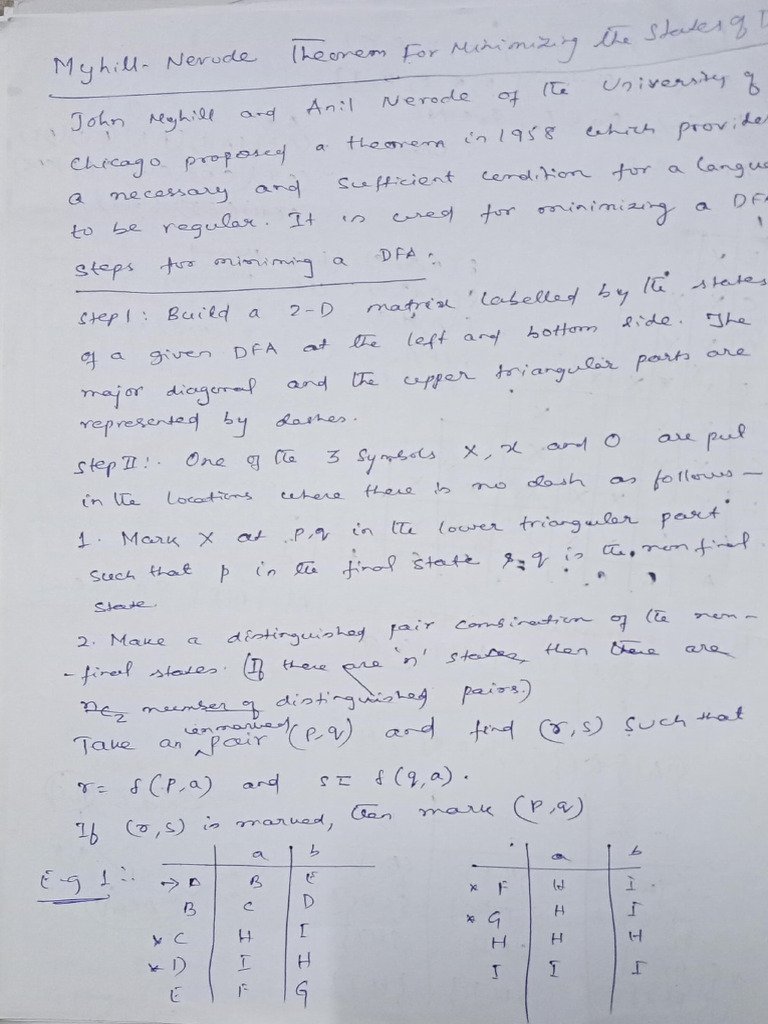 Myhill Nerode Theorm Mod 1 | PDF