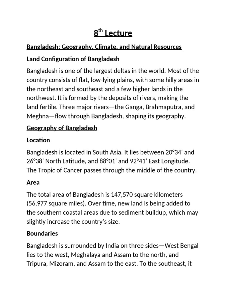 8th Lecture BGS | PDF | Agriculture | Bangladesh