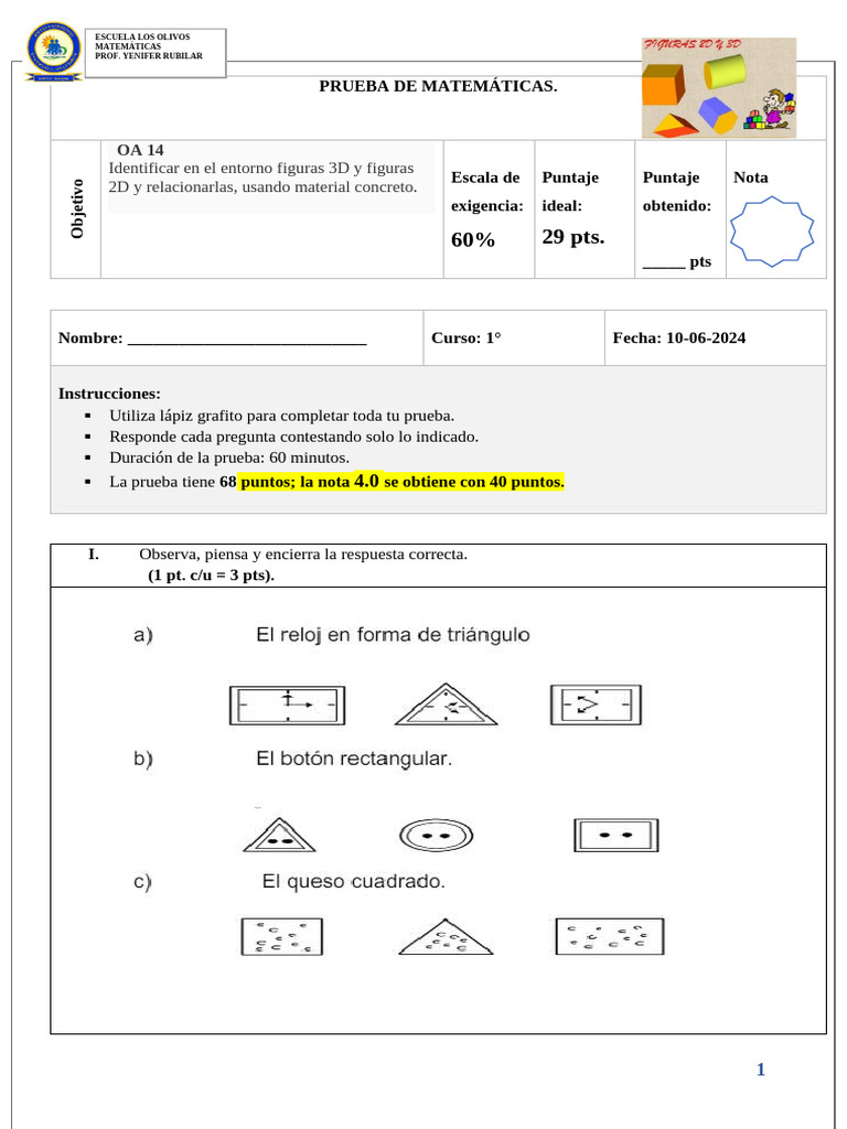 Prueba Formas 2D y 3D | PDF