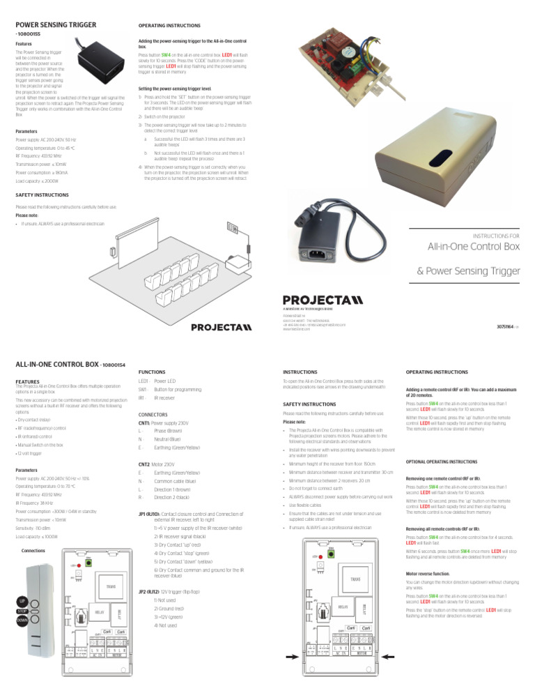 Contrôleur Pour Écran Projecta | PDF | Remote Control | Power Supply