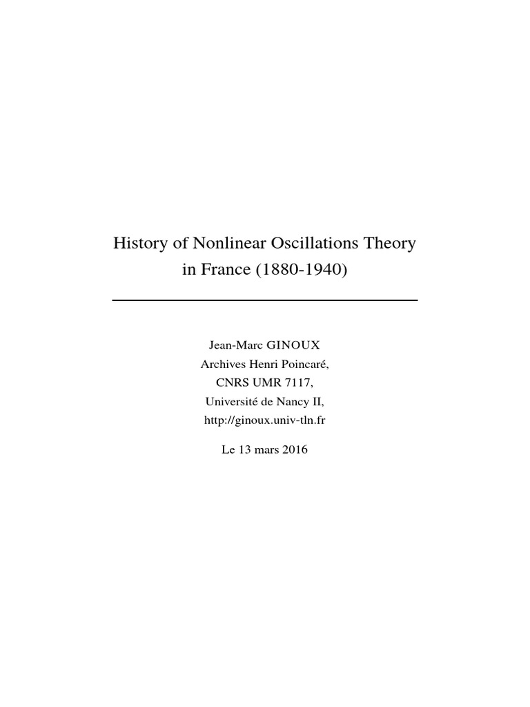 History of Nonlinear Oscillations Theory Chapter 1 (Excerpt) | PDF ...