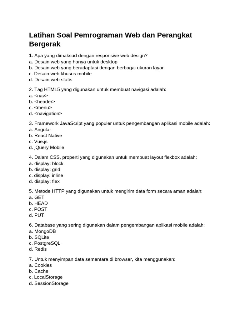 Latihan Soal PWPB Kelas 12 | PDF