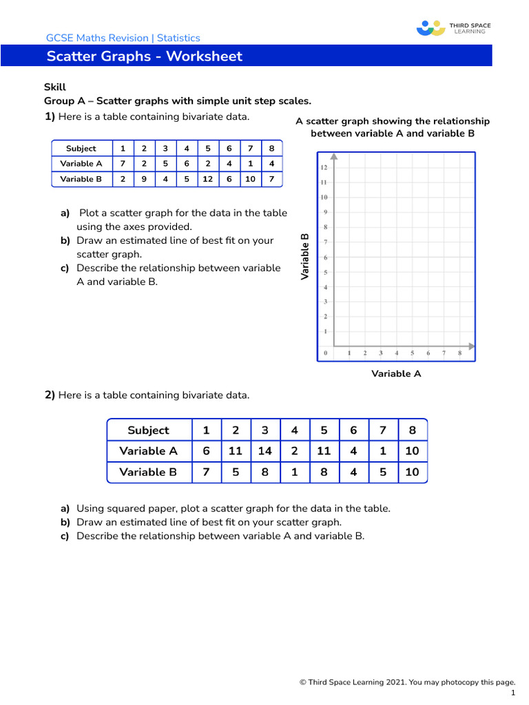 Scatter Graphs GCSE Worksheet | PDF | Scatter Plot | Statistics